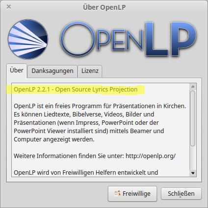 OpenLP Wiki: Meine Programmversion
